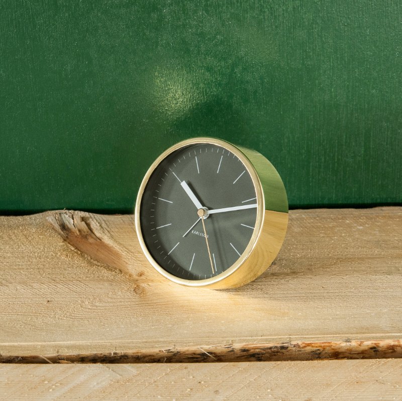 Karlsson, Alarm clock Minimal black w. shiny gold case